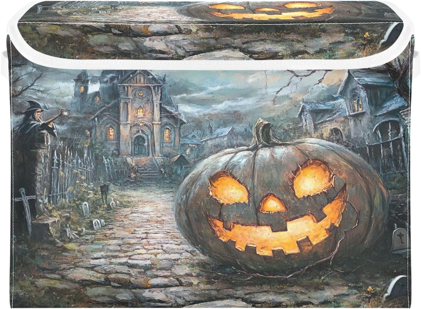 Amazon.com - YETTASBIN Halloween Castle Pumpkin Storage Basket with Lid ...