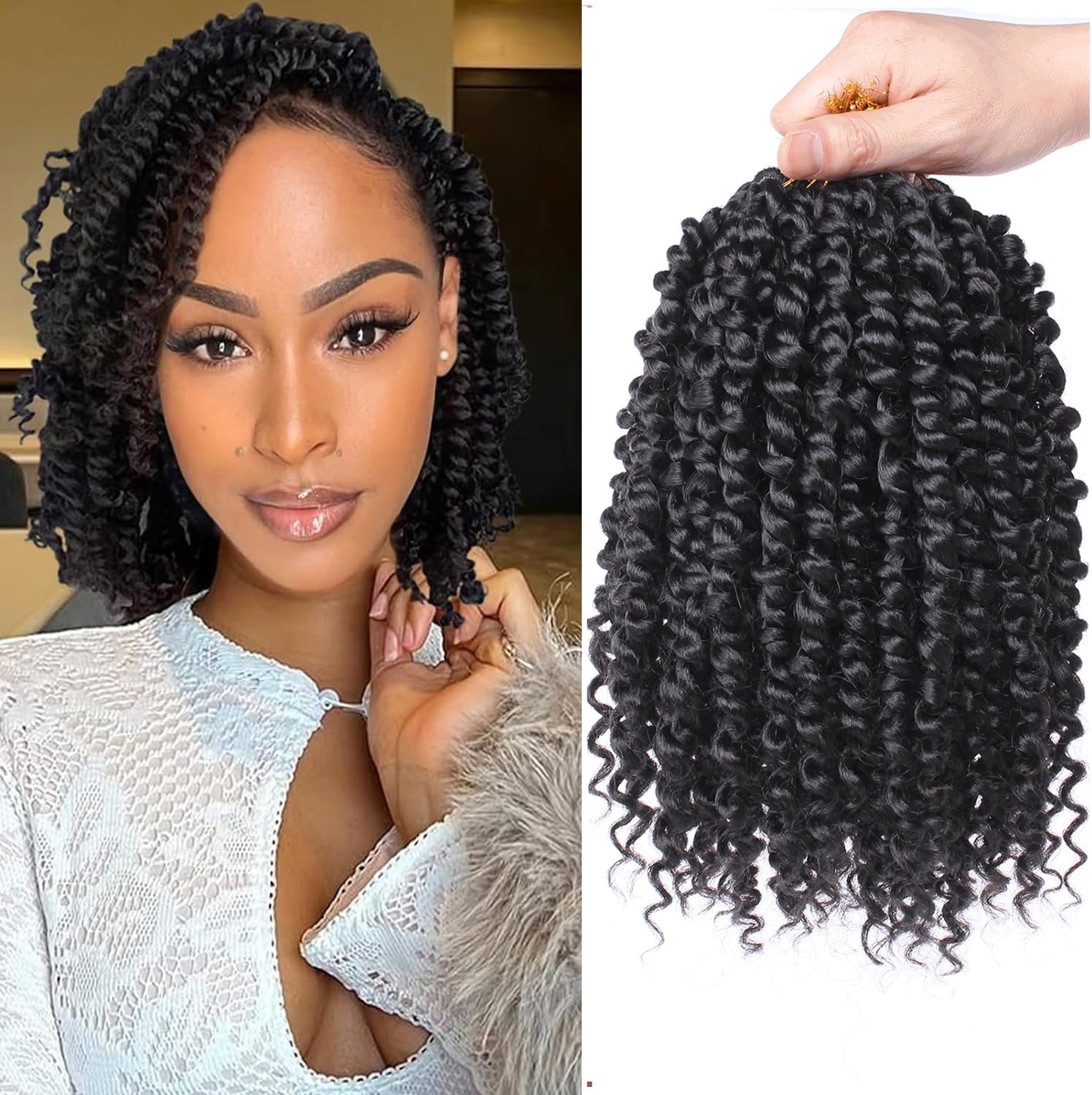 Mscat 8 Packs Pre-twisted Passion Twist Crochet Hair 8 Inch Natural ...
