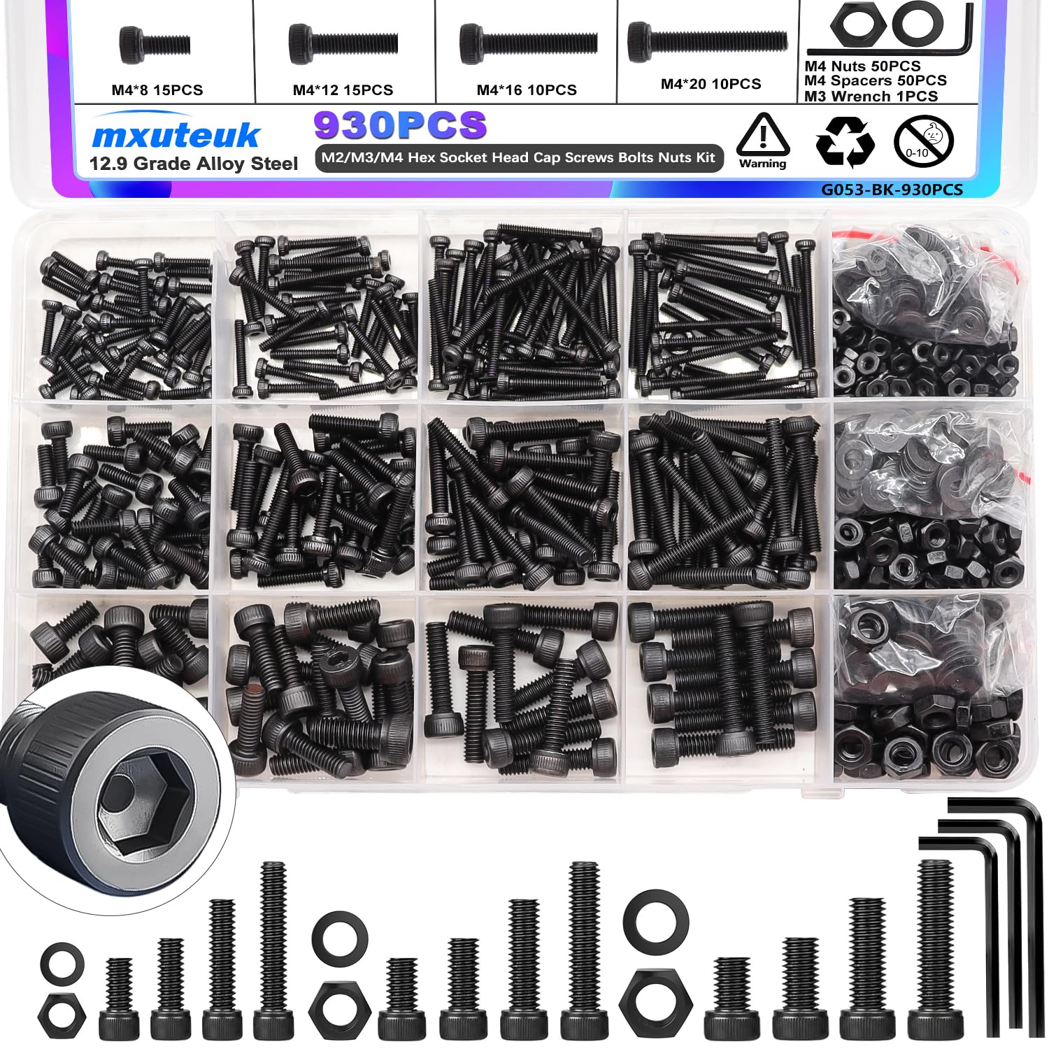 Amazon.com: mxuteuk M3 Small Metric Screws Suitable for 3D Printer DIY ...