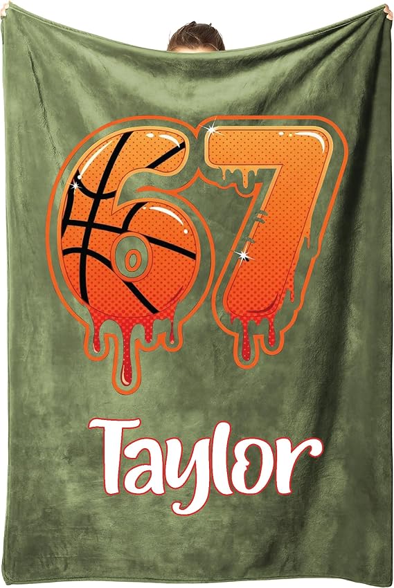 Amazon.com: Personalized 67 Basketball Blanket, Custom Name Sports ...