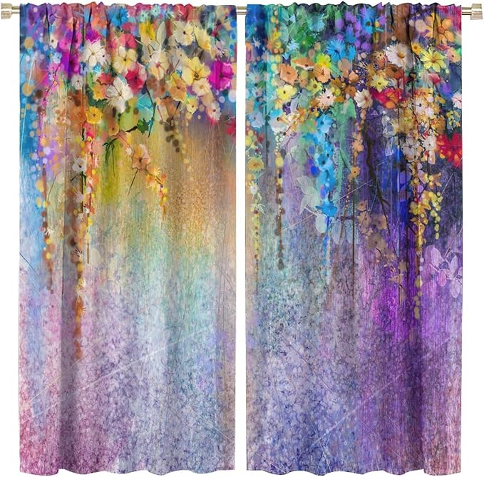 Amazon.com: GoDazzling Floral Blackout Windows Curtains Weeping Purple ...