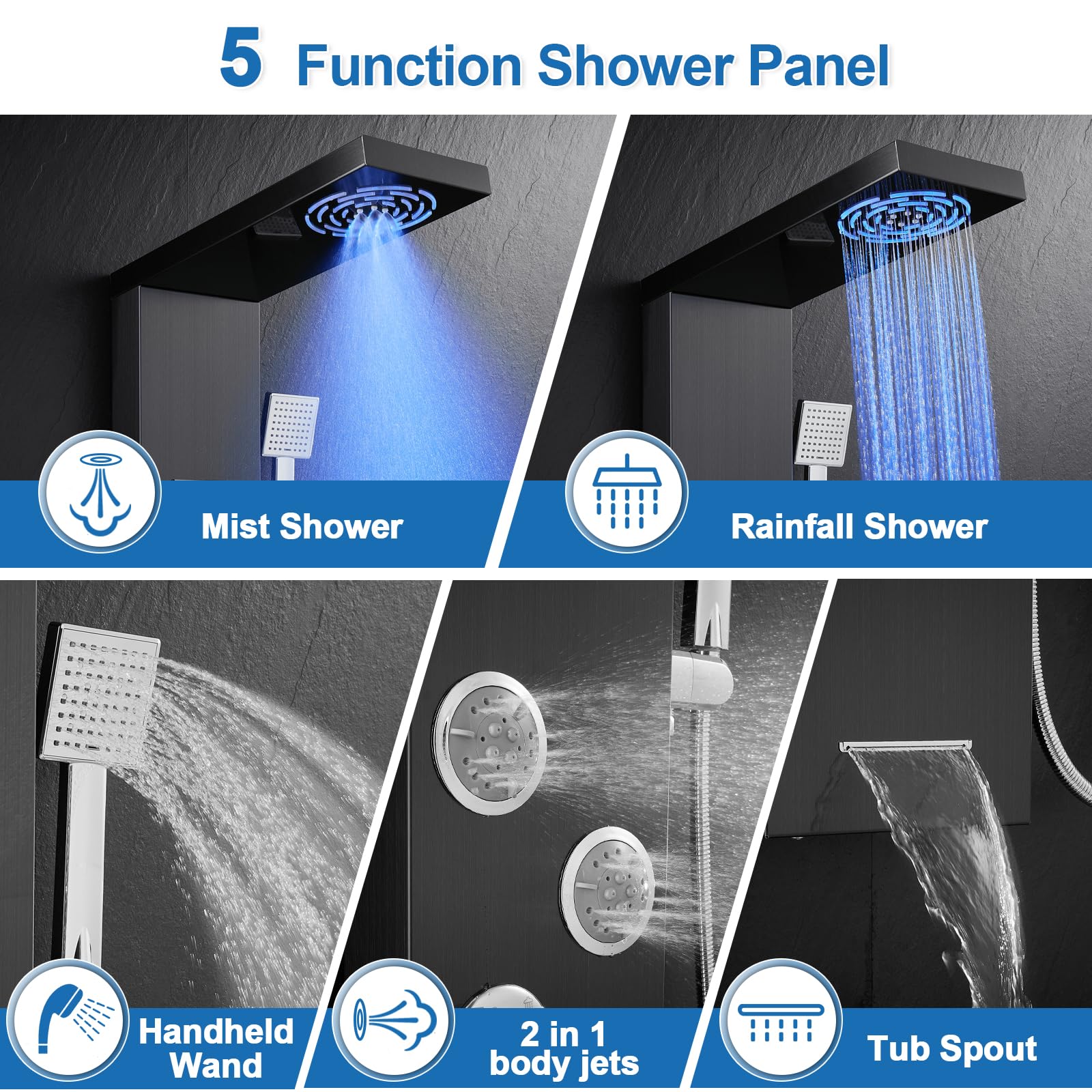 Snapklik.com : OUGOO LED Shower Panel System