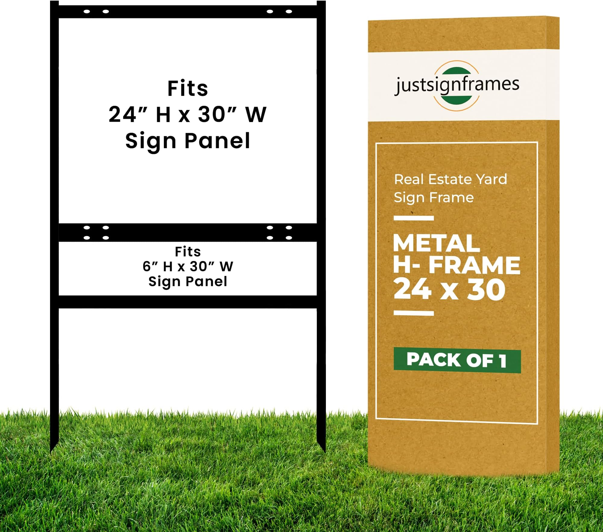 Amazon.com : JustSignFrames Real Estate Metal Yard Sign H-Frame with ...