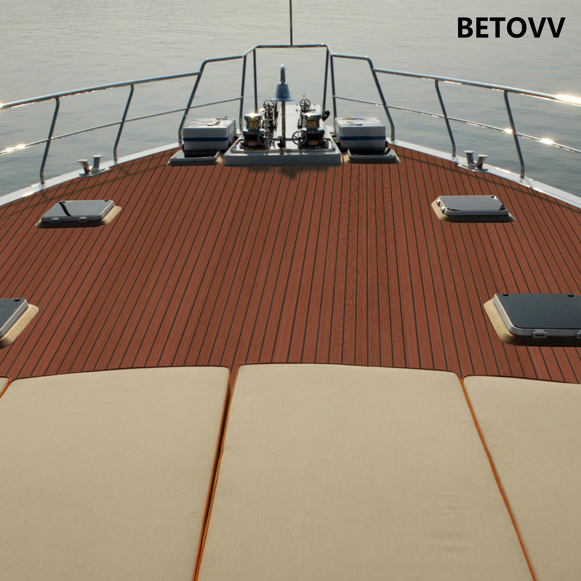 BETOVV 3M Self-Adhesive EVA Foam Boat Flooring 96''x26 36 48''Faux Teak ...