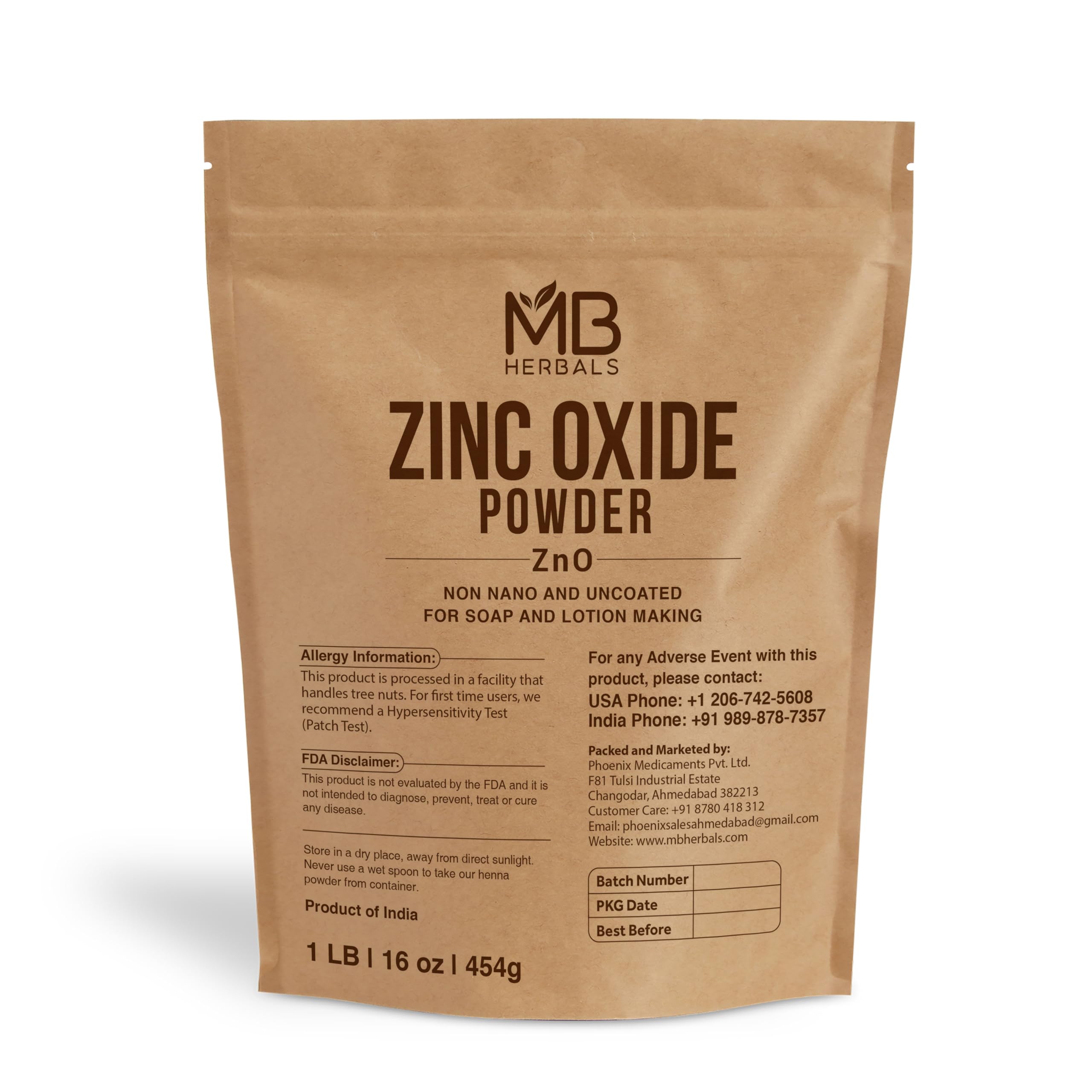 Amazon.com: MB Herbals Zinc Oxide Powder 1 lb / 16 oz (454 Gram ...