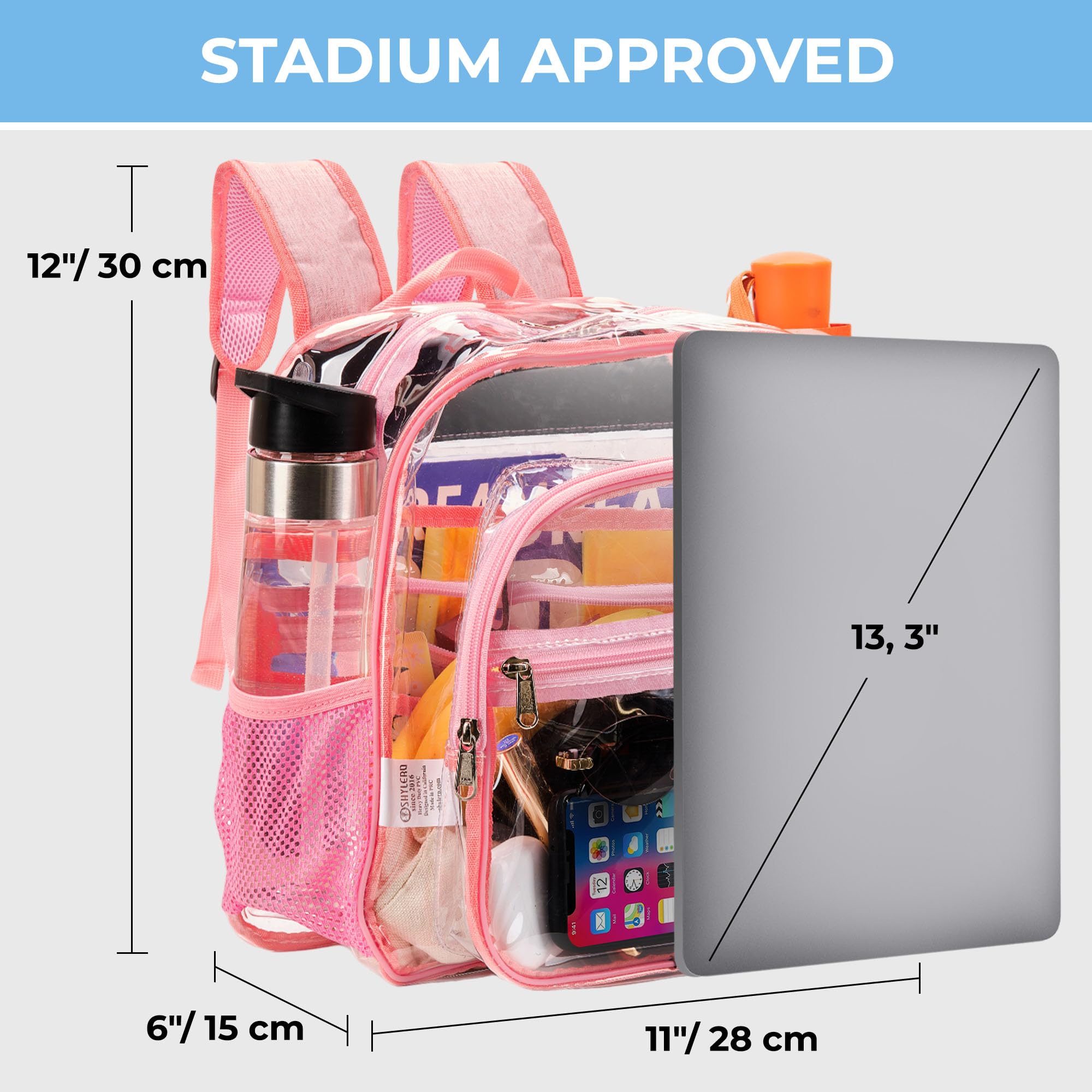 Snapklik.com : SHYLERO Clear Backpack Stadium Approved - Clear PVC Bag ...