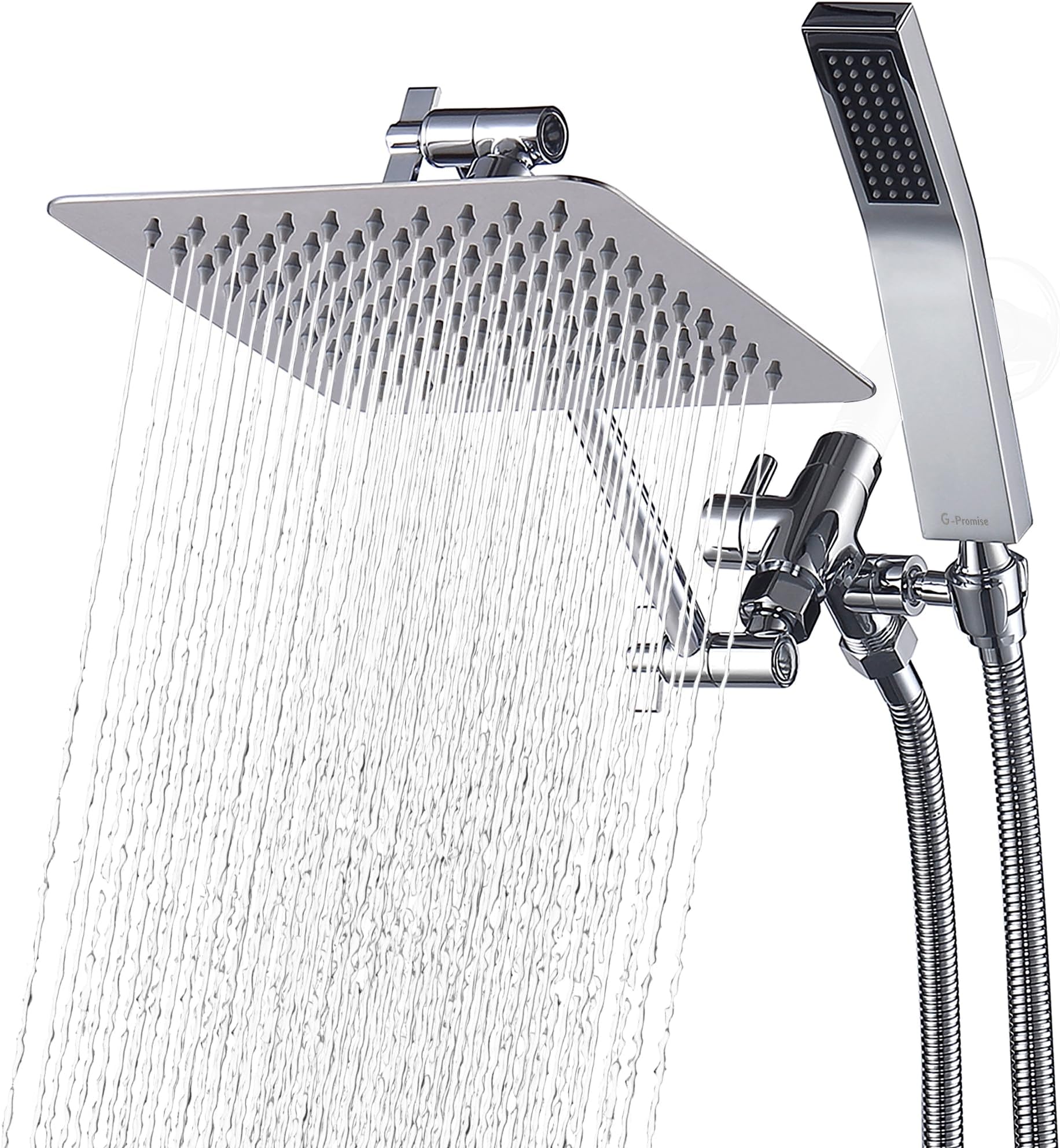 Ryamen Dual Shower Head Combo, 8'' High Pressure Rain/Rainfall Shower ...