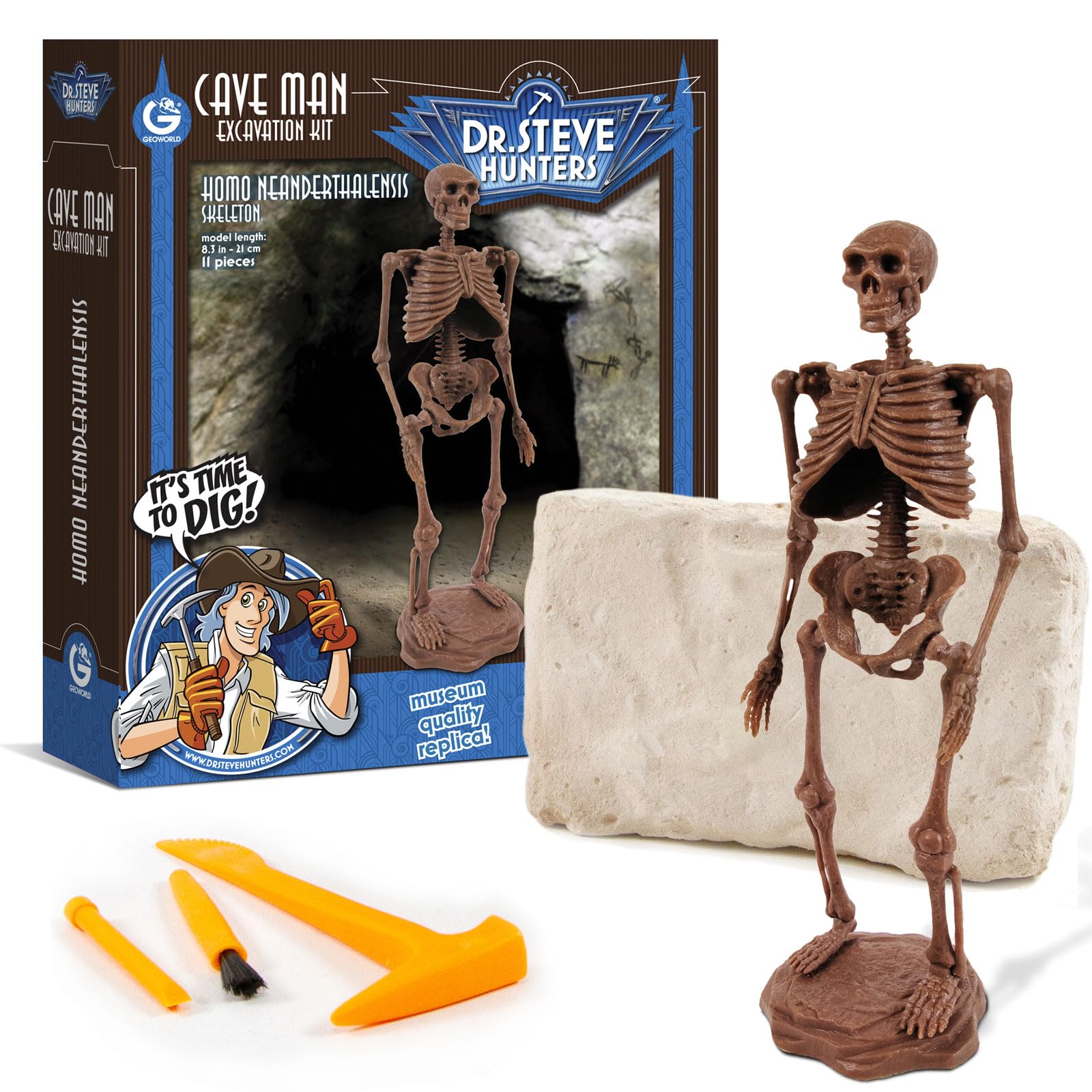 Buy GeoworldCave Man Skeleton Excavation Kit – Assemble an 8-Inch ...