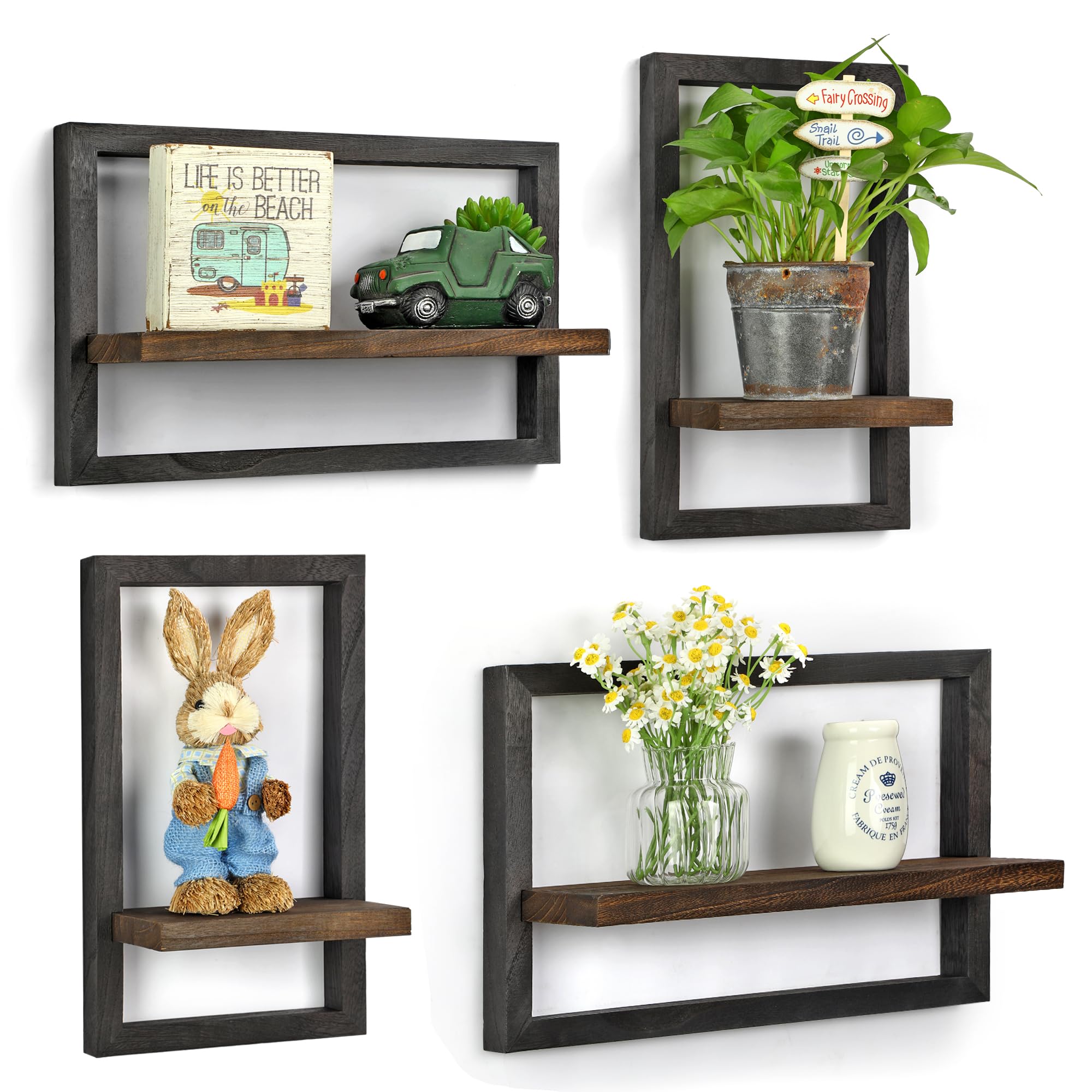 DifferTemp Floating Shelves Wall Mounted Bathroom Shelf Rustic ...