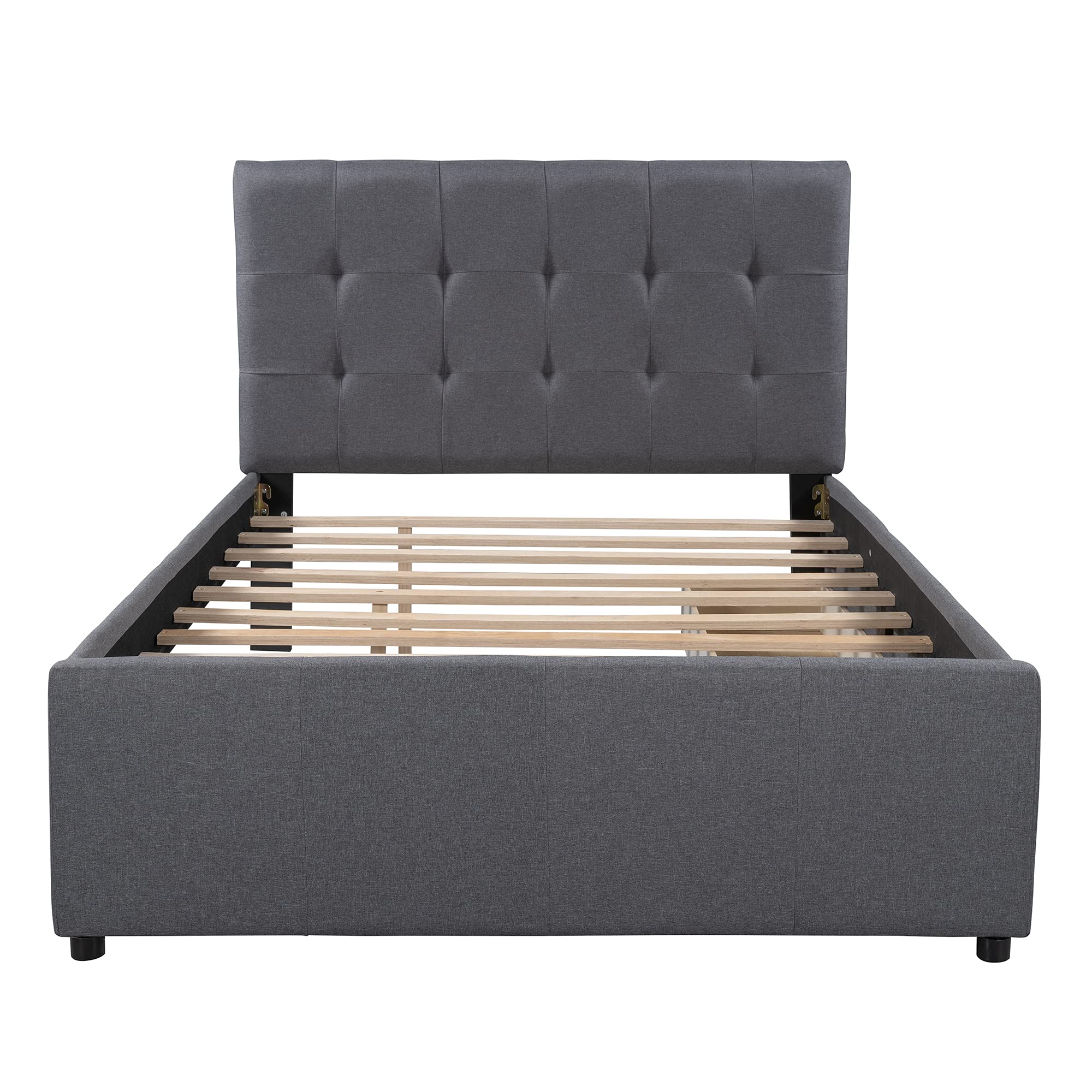 Lifeand Full Linen Upholstered Platform Bed with Headboard and Two ...