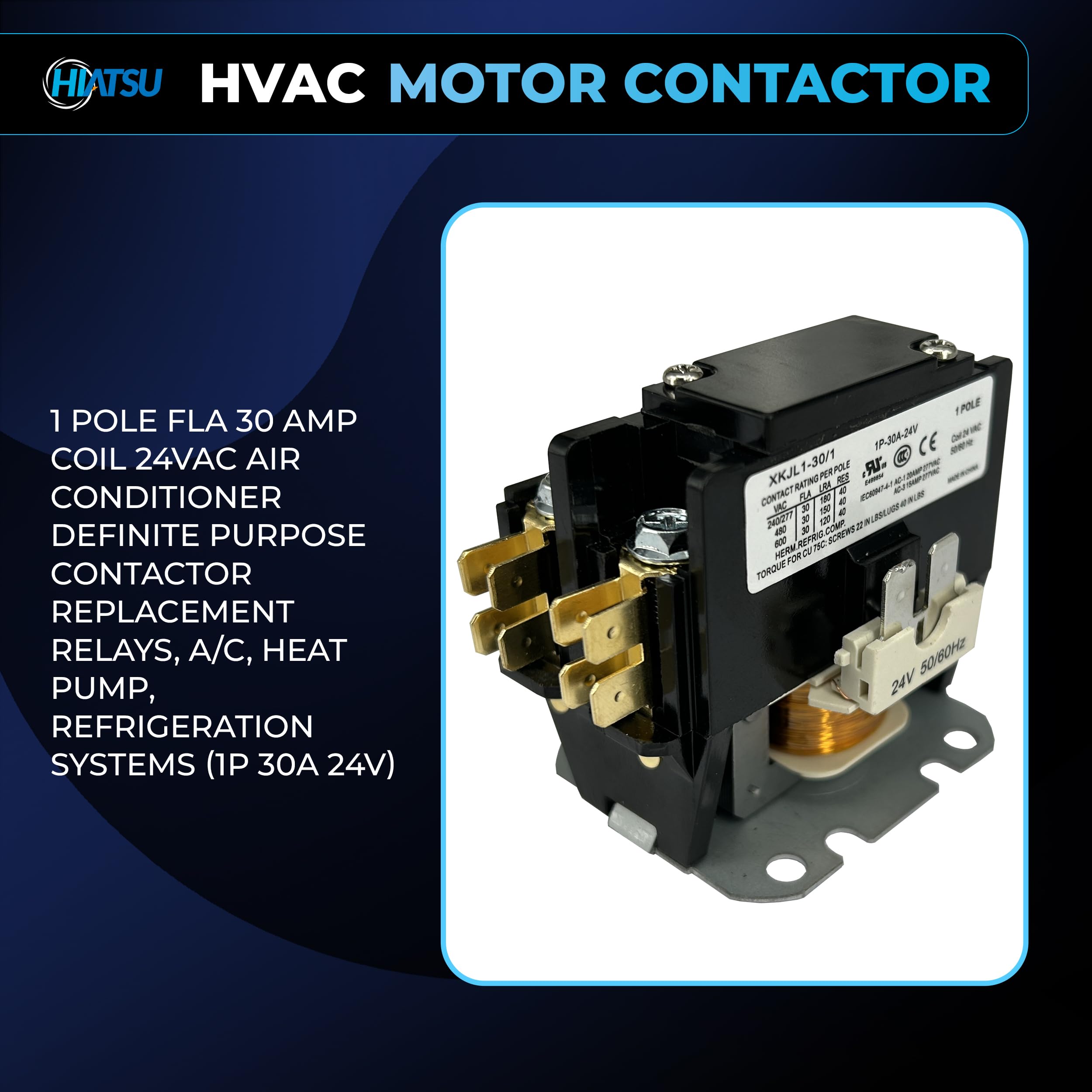 Snapklik.com : HVAC Motor Contactor 1 Pole FLA 30 Amp Coil 24VAC Air ...