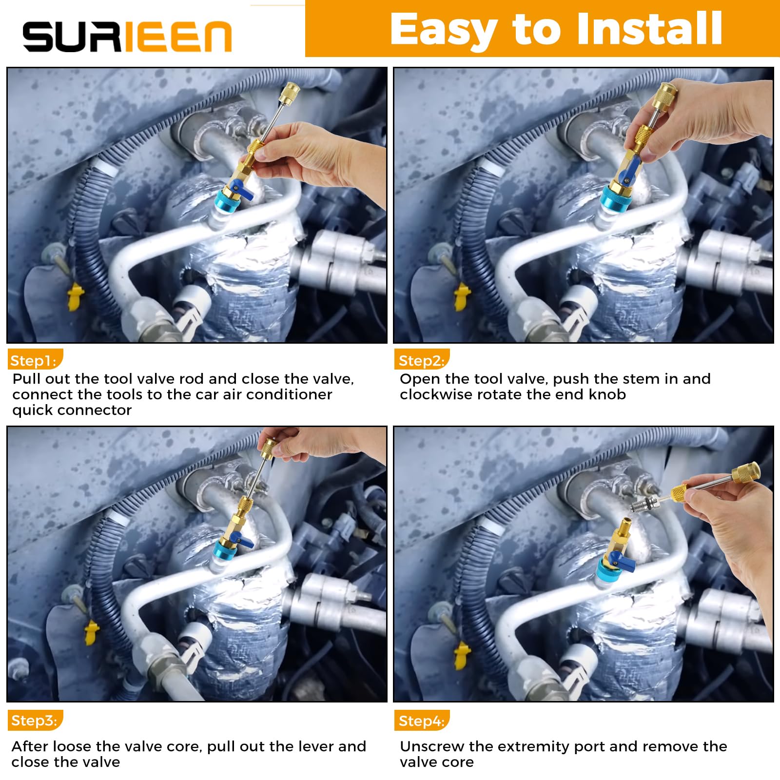 Snapklik.com : SURIEEN R134A Valve Core Quick Remover Installer Tool Set