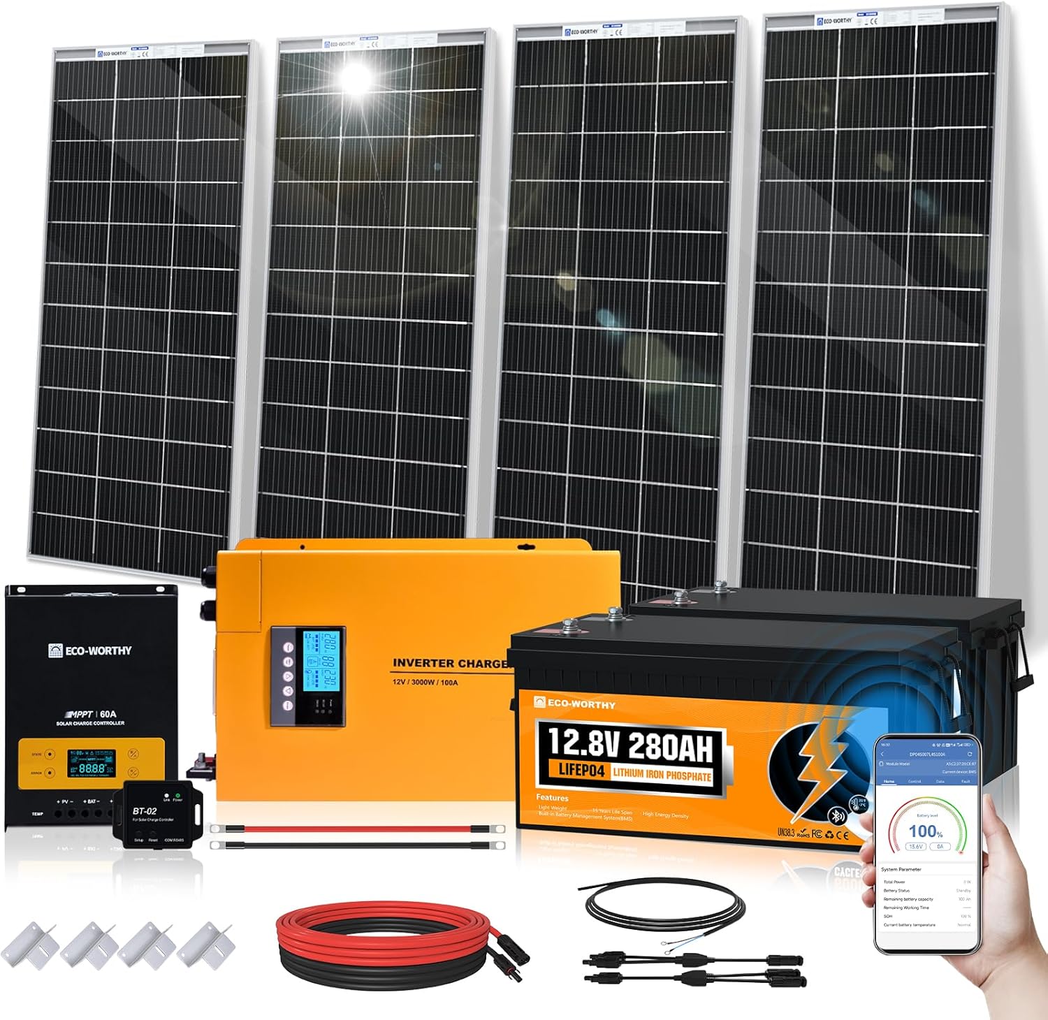 Amazon.com : ECO-WORTHY 7.168KWH 800W Solar Panel Kit for RV Off Grid ...
