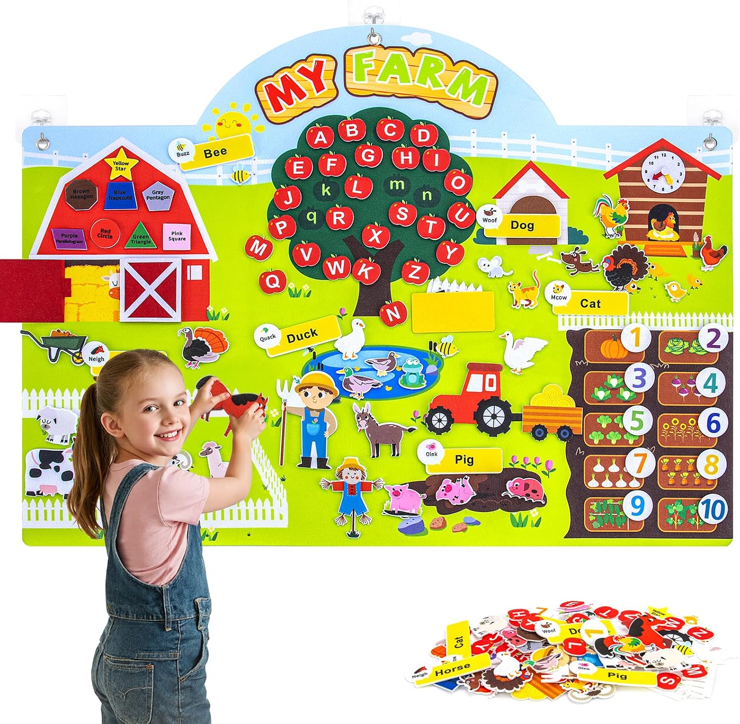 Farm Animals Felt Story Board Set – 99 PCS Interactive Felt Busy Board ...