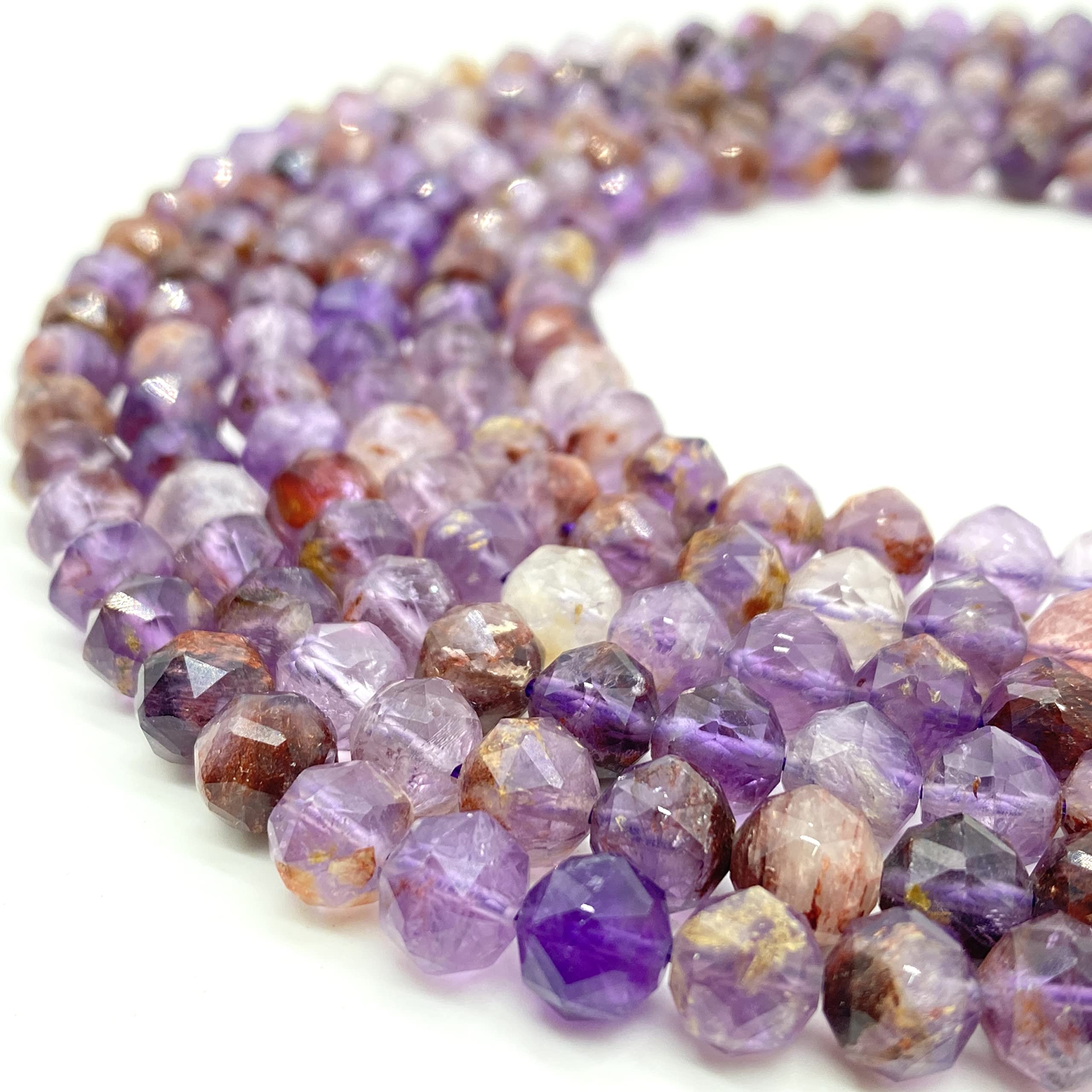 Amazon.com: ABCGEMS Brazilian Super 7 Beads (Cacoxenite, Amethyst ...