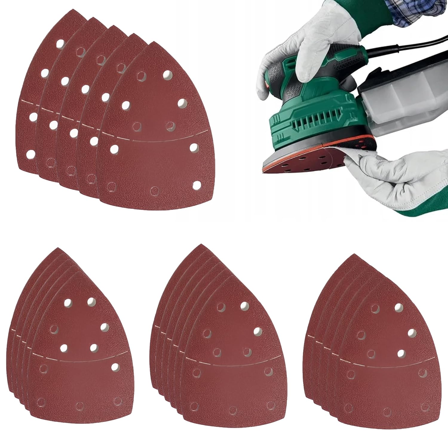 20Pcs Sand Paper, Triangular Sanding Pads, 11-Hole Multi-Purpose Mouse ...