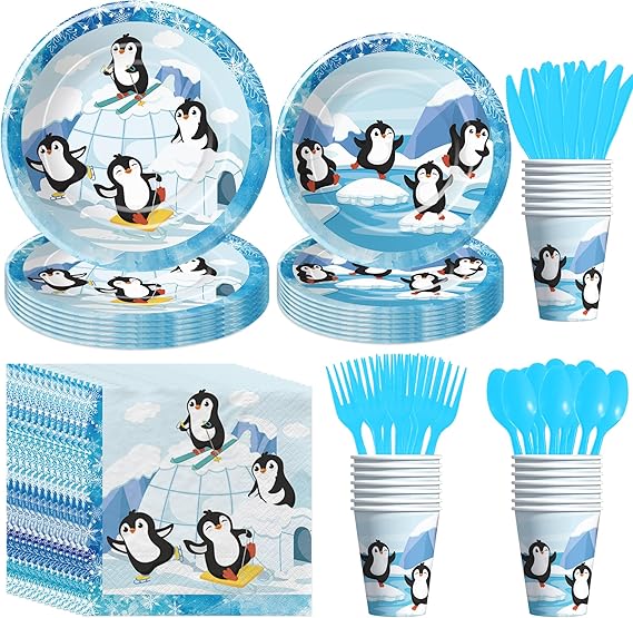 Amazon.com: APOWBLS Penguin Birthday Decorations Party Tableware ...