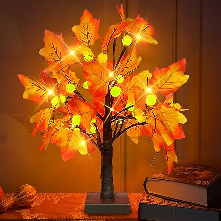 Amazon.com: 2FT Prelit Lighted Maple Tree with 24 LED Warm White Table ...