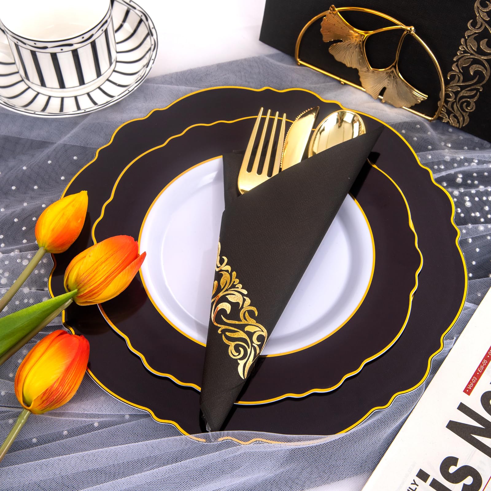 Black Napkins Just Home Plain Black Napkin 45x45cm 2 Pack | Briscoes