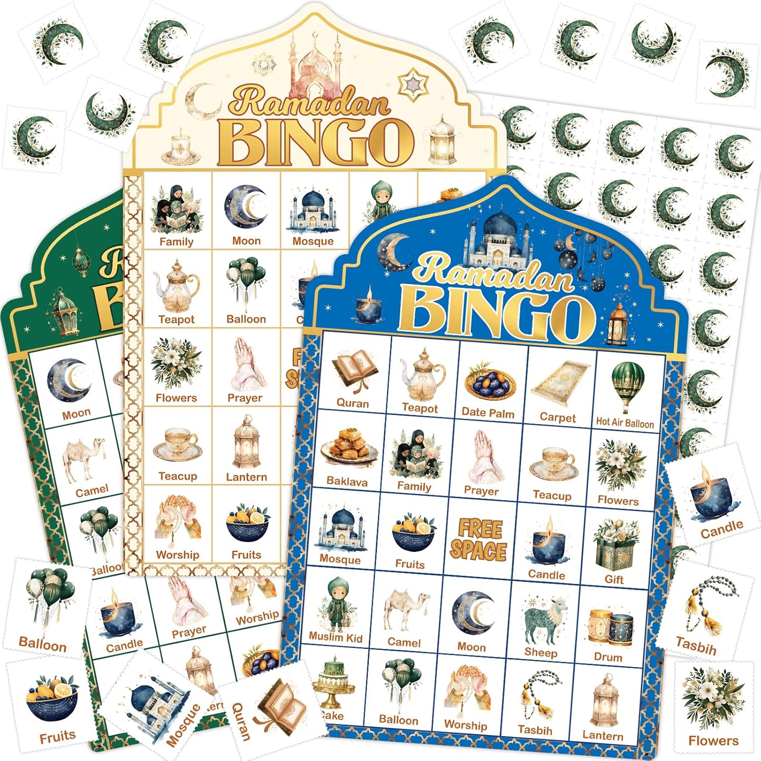 Amazon.com : Ramadan Bingo Game for Kids Eid Mubarak Bingo Cards for ...
