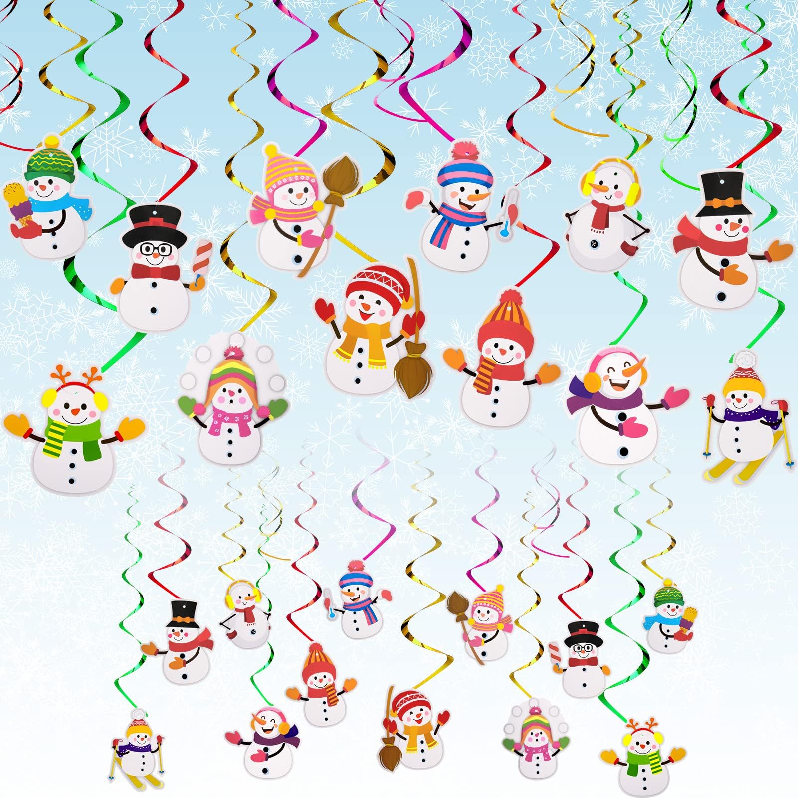 Amazon.com: 36 Pieces Christmas Hanging Swirl Decorations Snowman ...