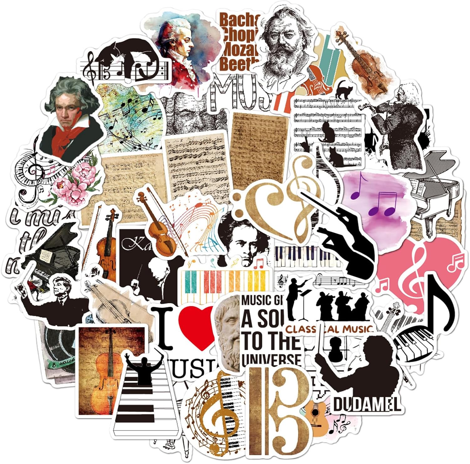 Amazon.com: 150 Pcs Music Stickers Piano String Player Sticker Composer ...