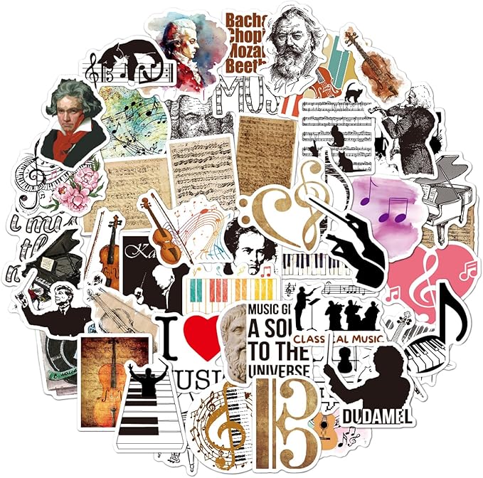 Amazon.com: 150 Pcs Music Stickers Piano String Player Sticker Composer ...
