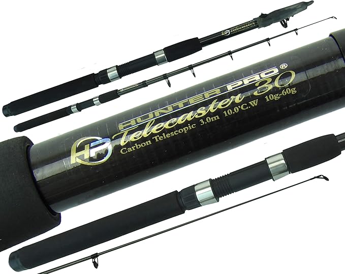 Hunter Pro Telescopic 10ft Fishing Rod Carbon Travel Stalking Pike ...