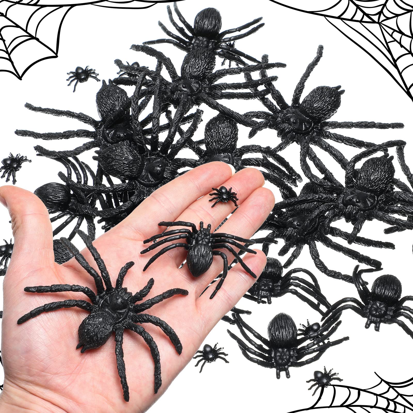 Amazon.com: Skylety 30 Pieces Halloween Realistic Plastic Spider Toys ...