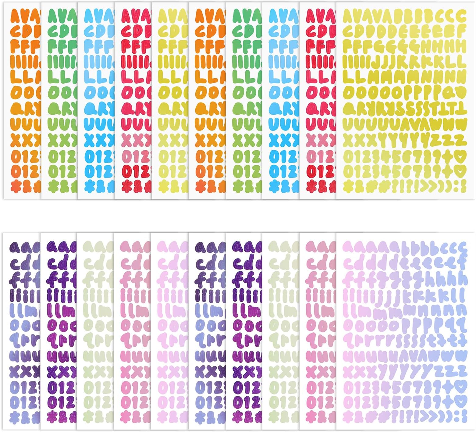 Amazon.com: 20 Sheets Alphabet Stickers Mini Gradient Letter Number ...