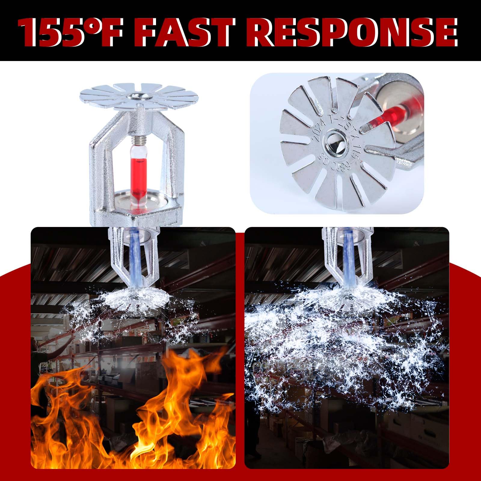 Fire Safety Sprinklers ACYOGIE 6-Pack Fire Sprinkler Heads - 155°F ...
