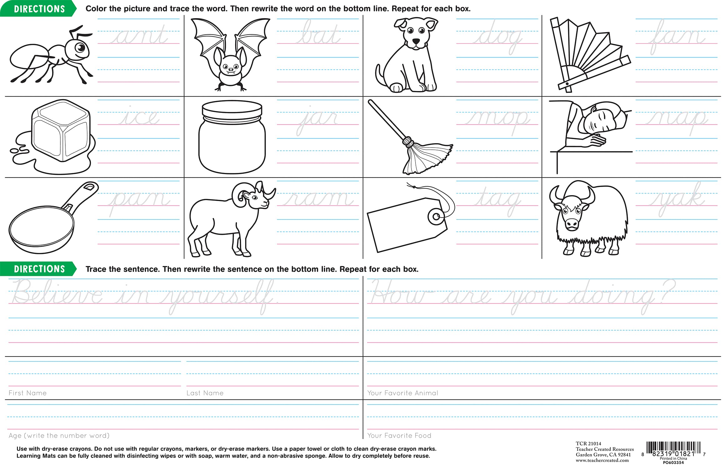 Snapklik.com : Cursive Writing Practice Learning Mat
