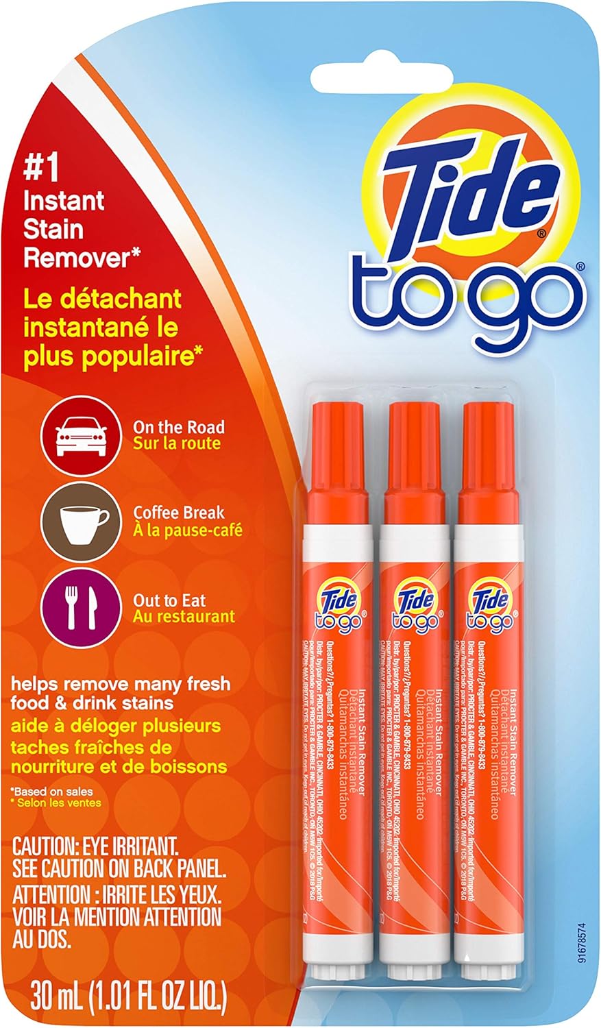 Tide To Go Pen, Instant Stain Remover Stick for Laundry, 3 Count ...