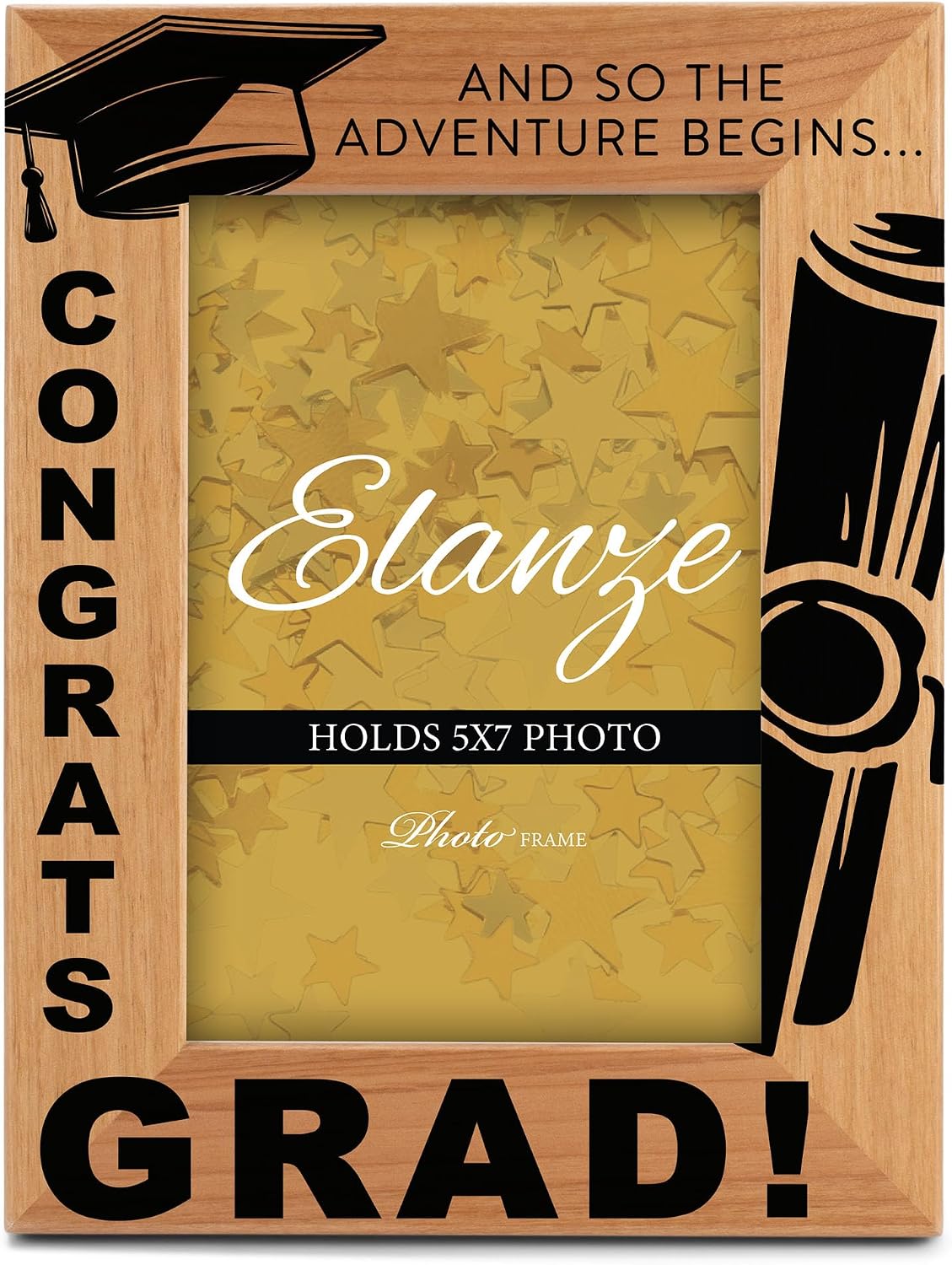 Amazon.com - Elanze Designs Adventure Congrats Grad Woodgrain Brown Cap ...