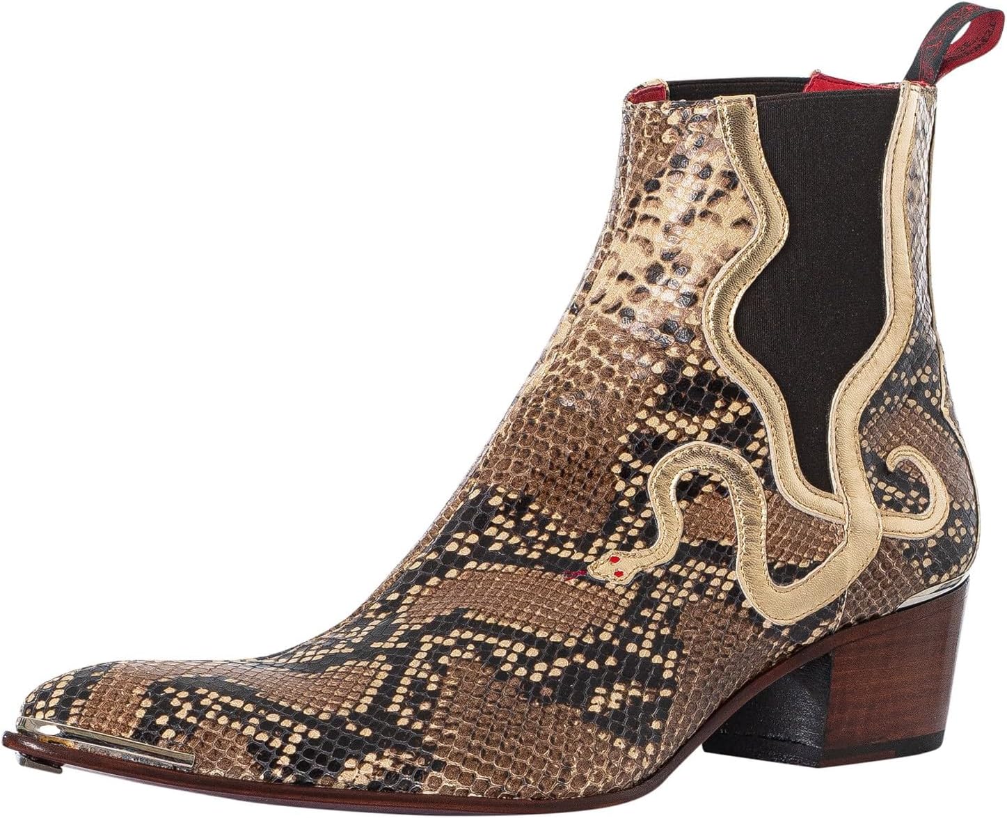 Amazon.com | Jeffery West Men's Print Snake Chelsea Boots, Beige, 11 US ...