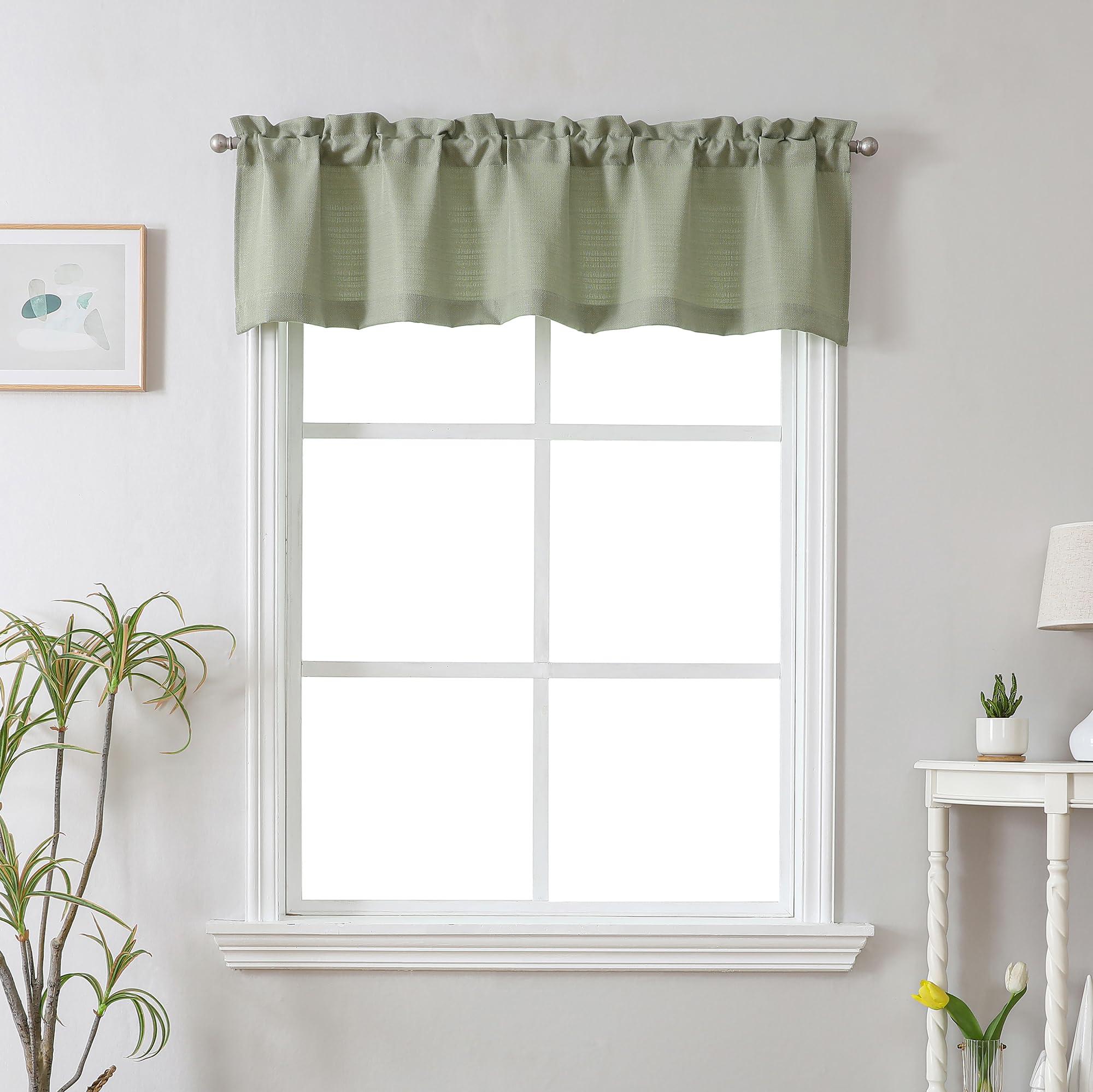 Amazon.com: Chyhomenyc Bennet Light Green Valance for Windows, Faux ...