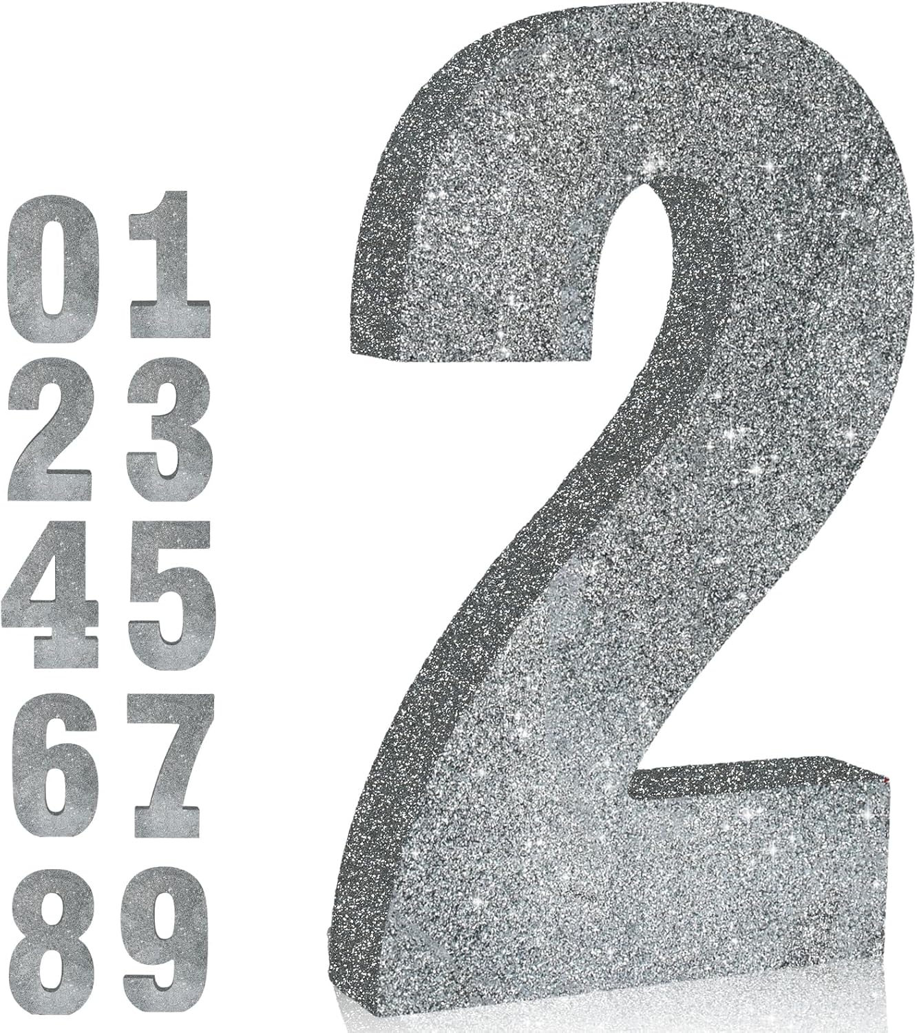 Amazon.com: TONIFUL 8 Inch Silver Glitter Number 2 Table Centerpiece 0 ...