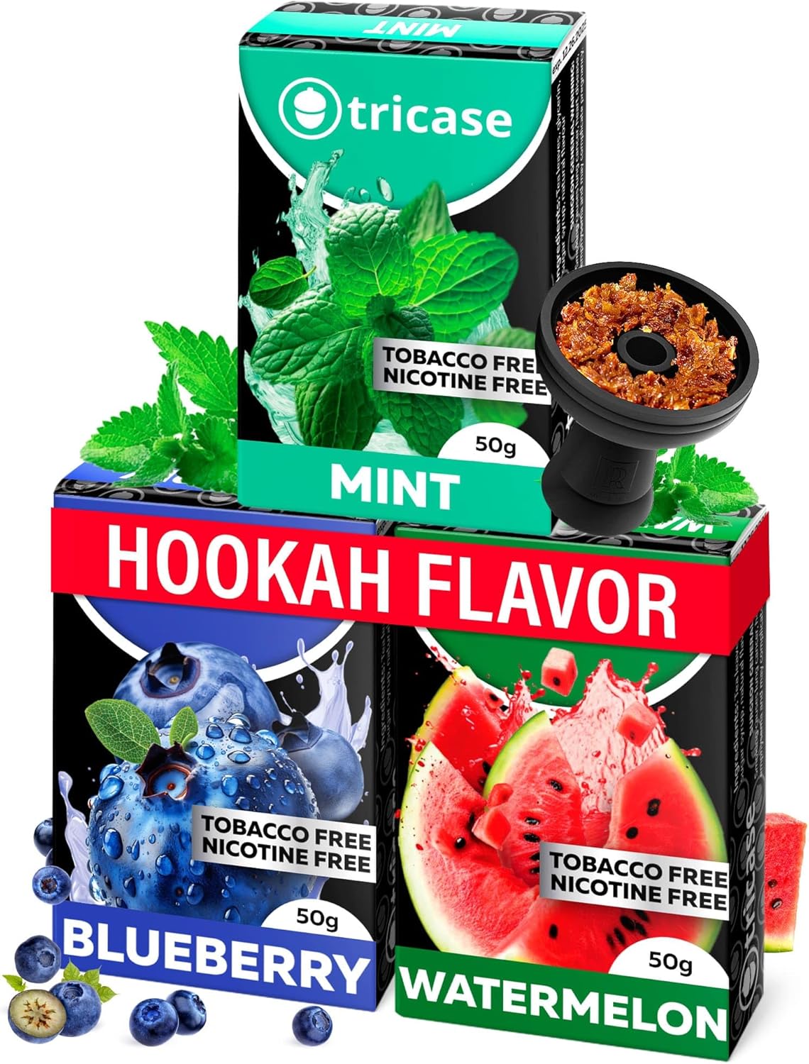 Amazon.com: 3 pcs Tobacco Free Shisha Hookah Favors Bundle 1.7 oz Each ...