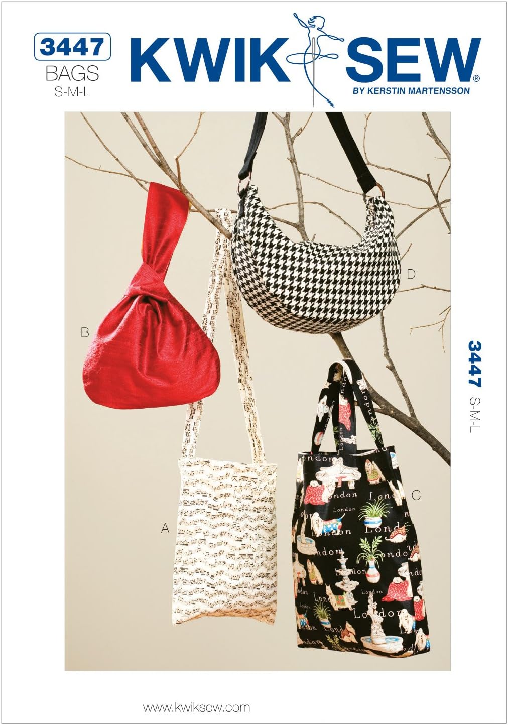 Amazon.com: Kwik Sew K3447 Bags Sewing Pattern, Size S-M-L : Arts ...