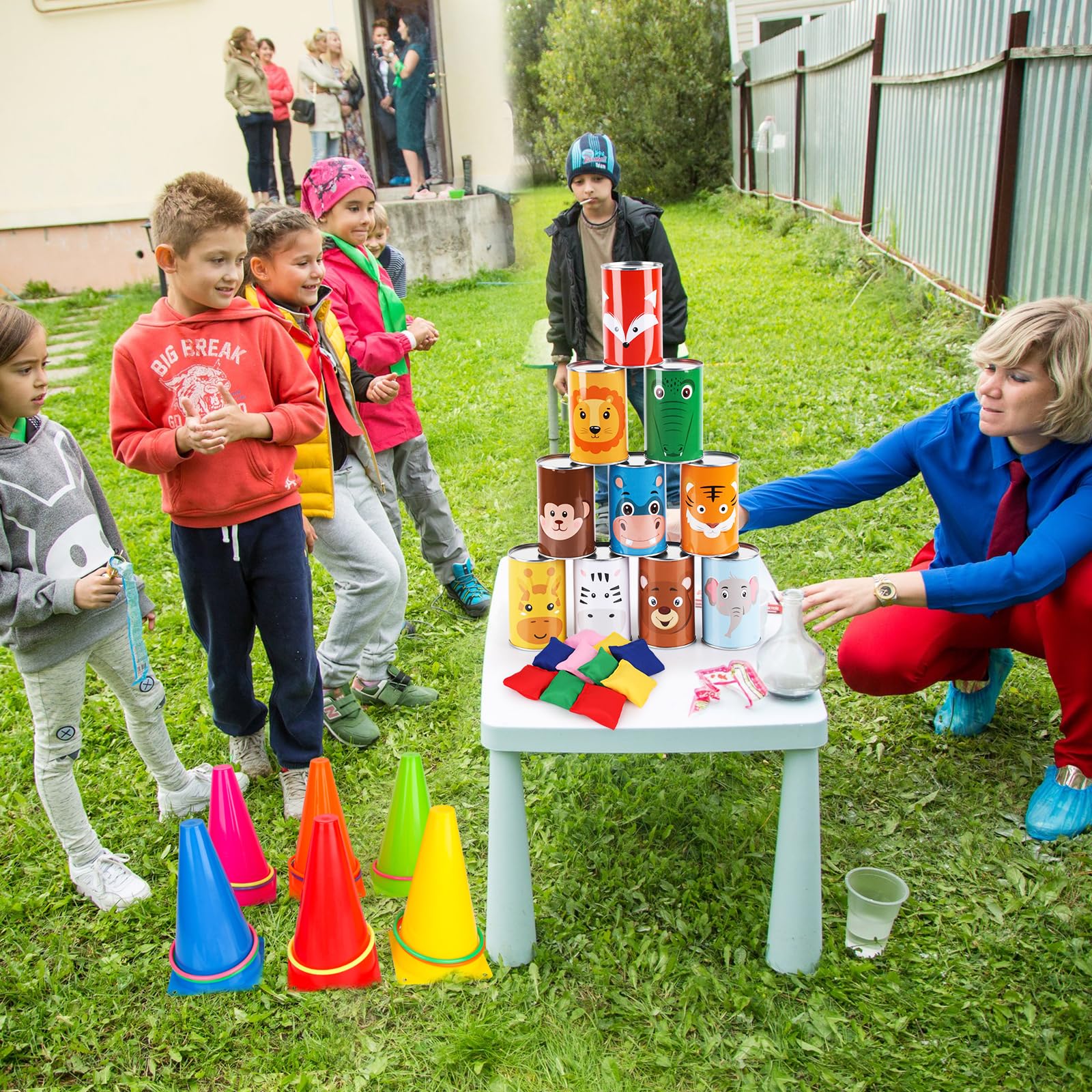 Hooqict 36PCS Carnival Games Set 4 in 1 Bean Bag Toss Can Games Soft ...