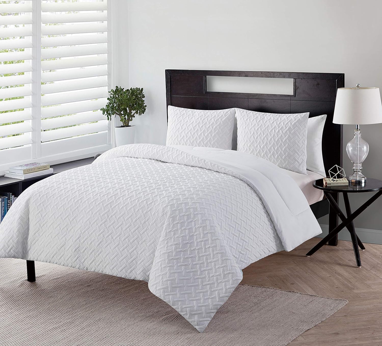 Amazon.com: VCNY Home - King Comforter Set, Textured Basketweave ...