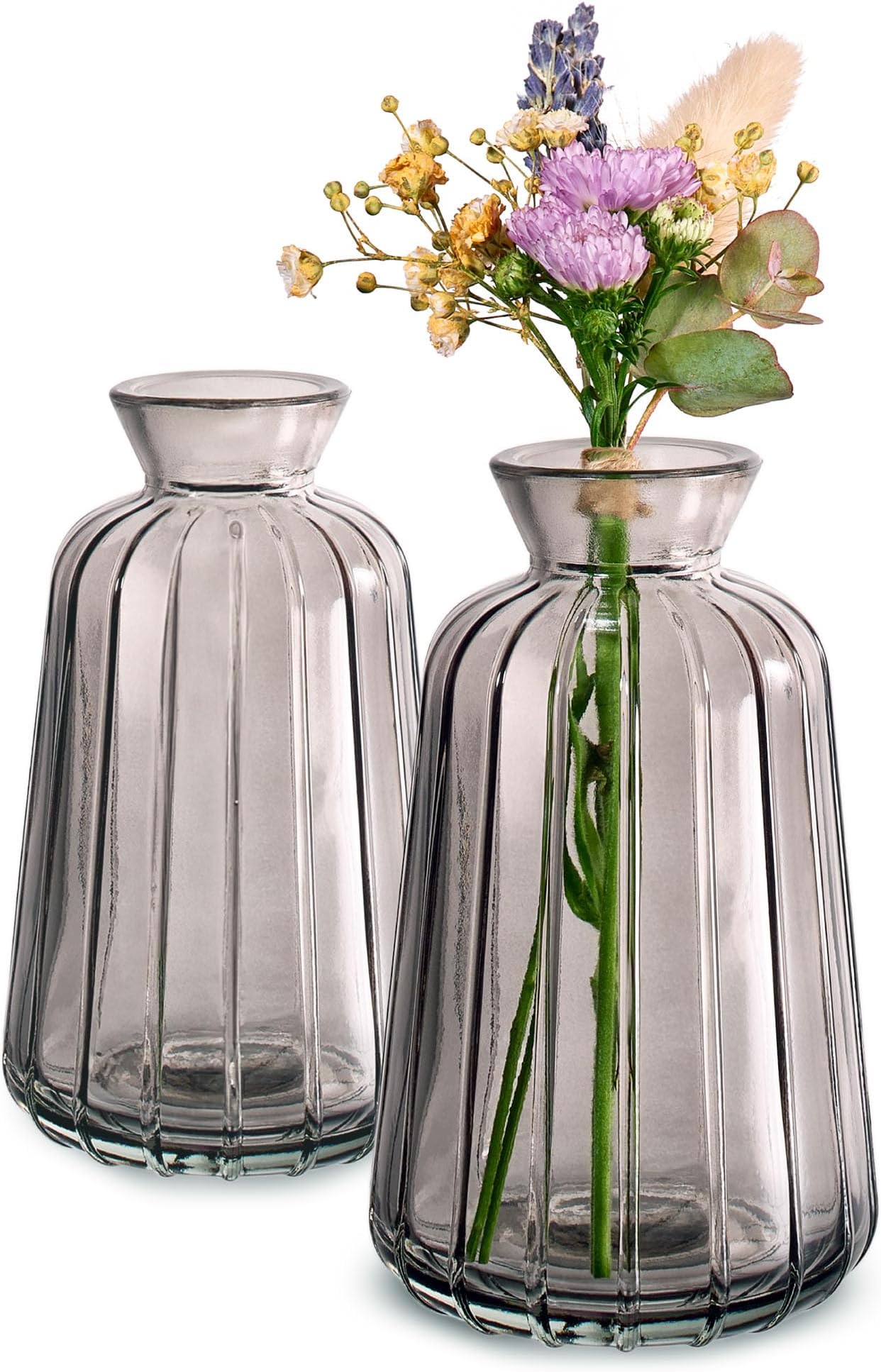 Praknu Small Vases for Table Decoration - Set of 6 Glass Vases ...
