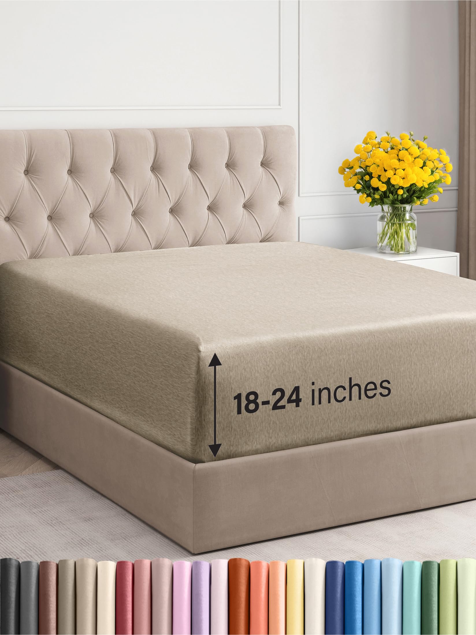 Amazon.com: Extra Deep Queen Fitted Sheet - Hotel Luxury Single Fitted ...