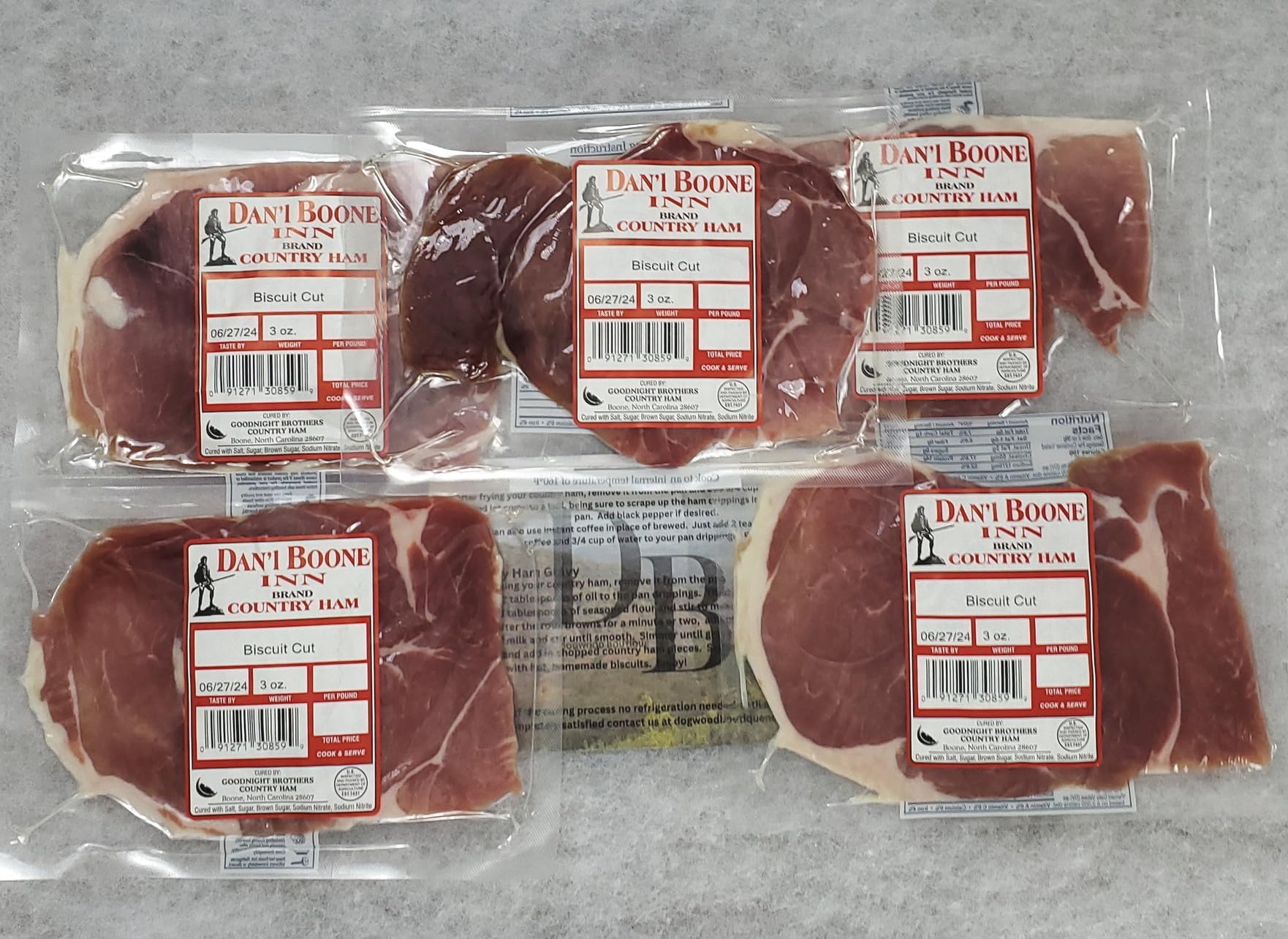 Amazon.com: Dan'l Boone Inn Brand Country Ham Biscuit Cut 5/3 Ounce ...