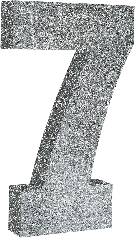 Amazon.com: TONIFUL 7.8 Inch Silver Glitter Number 7 Wooden Table ...