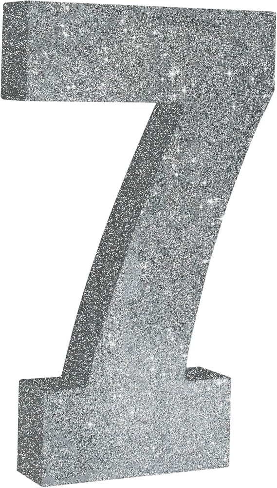 Amazon.com: TONIFUL 7.8 Inch Silver Glitter Number 7 Wooden Table ...