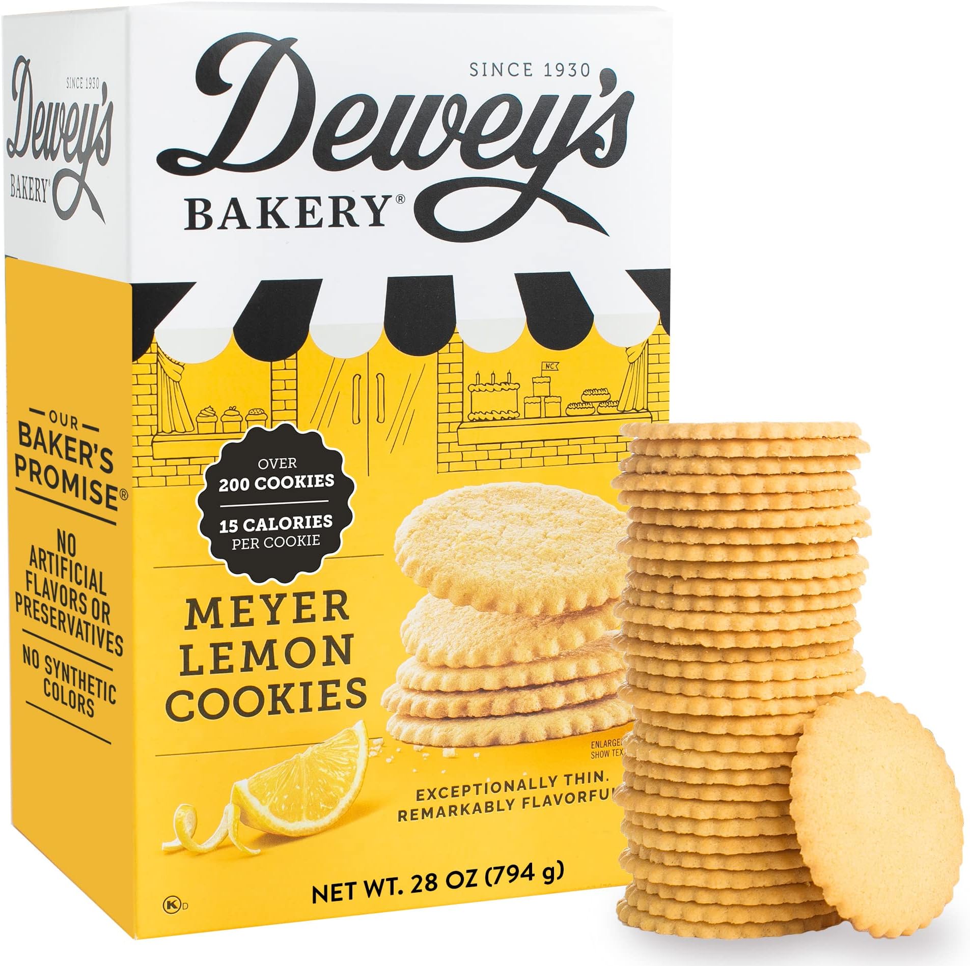Amazon.com: Dewey's Bakery Lemon Moravian Style Cookie Thins | Baked in ...