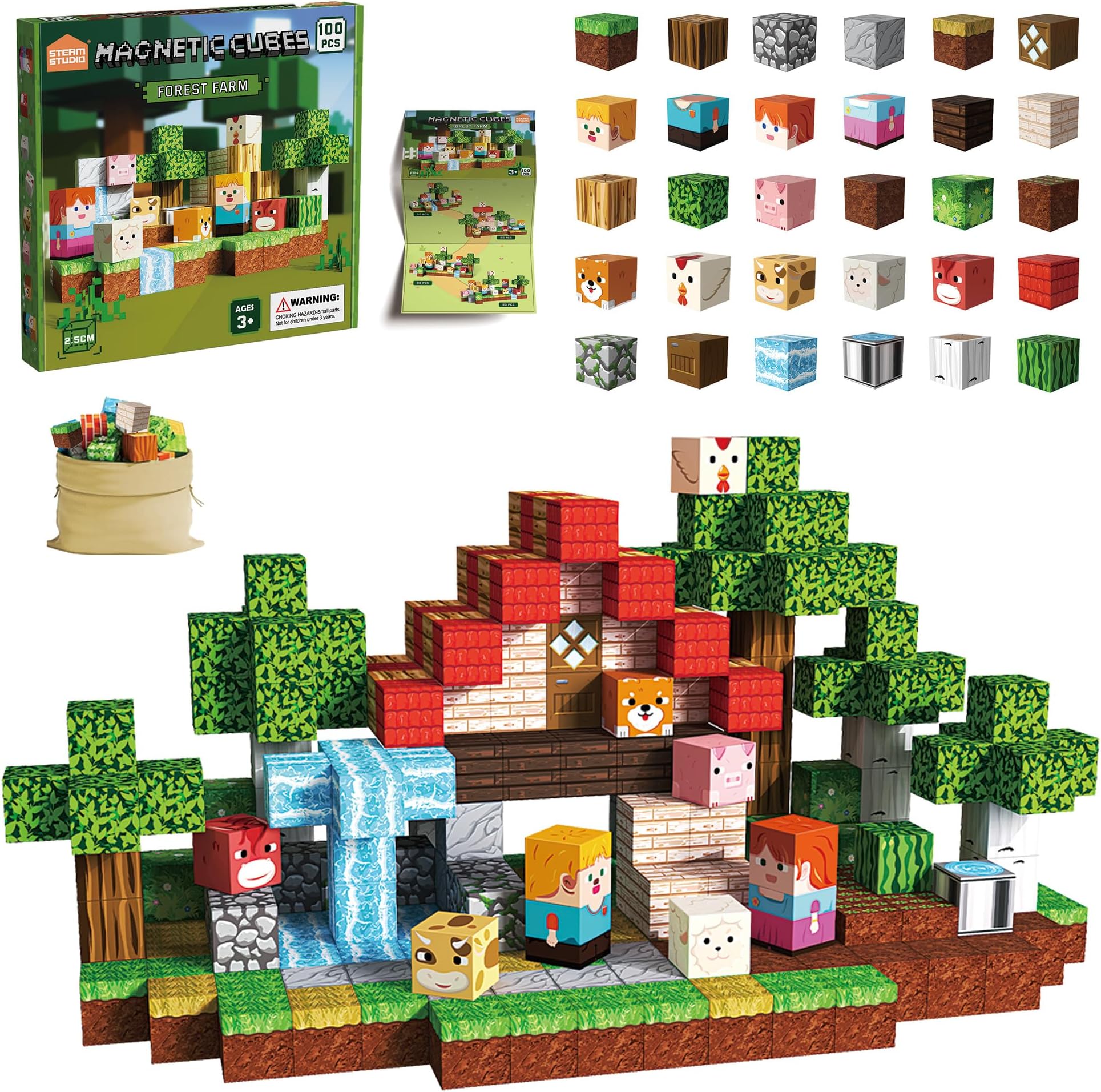 Magnetic Blocks 150PCS, Magnetic Tiles Building Blocks, Mine Magnet ...