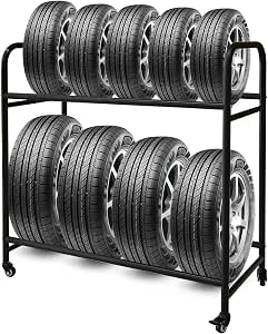 Amazon.com: Landrol Rolling Tire Storage Rack, Heavy Duty Car Tire ...