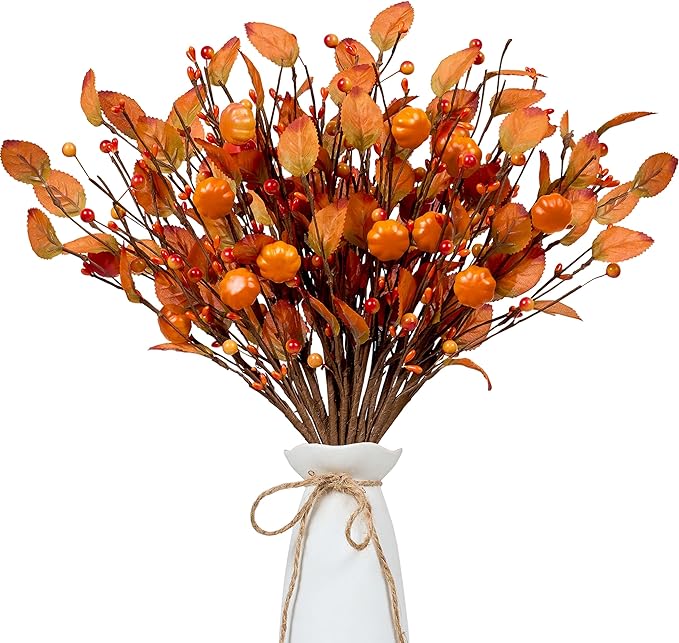 Amazon.com: WSTPUPU Artificial Fall Stems 12PCS Fall Berry Stems 17inch ...